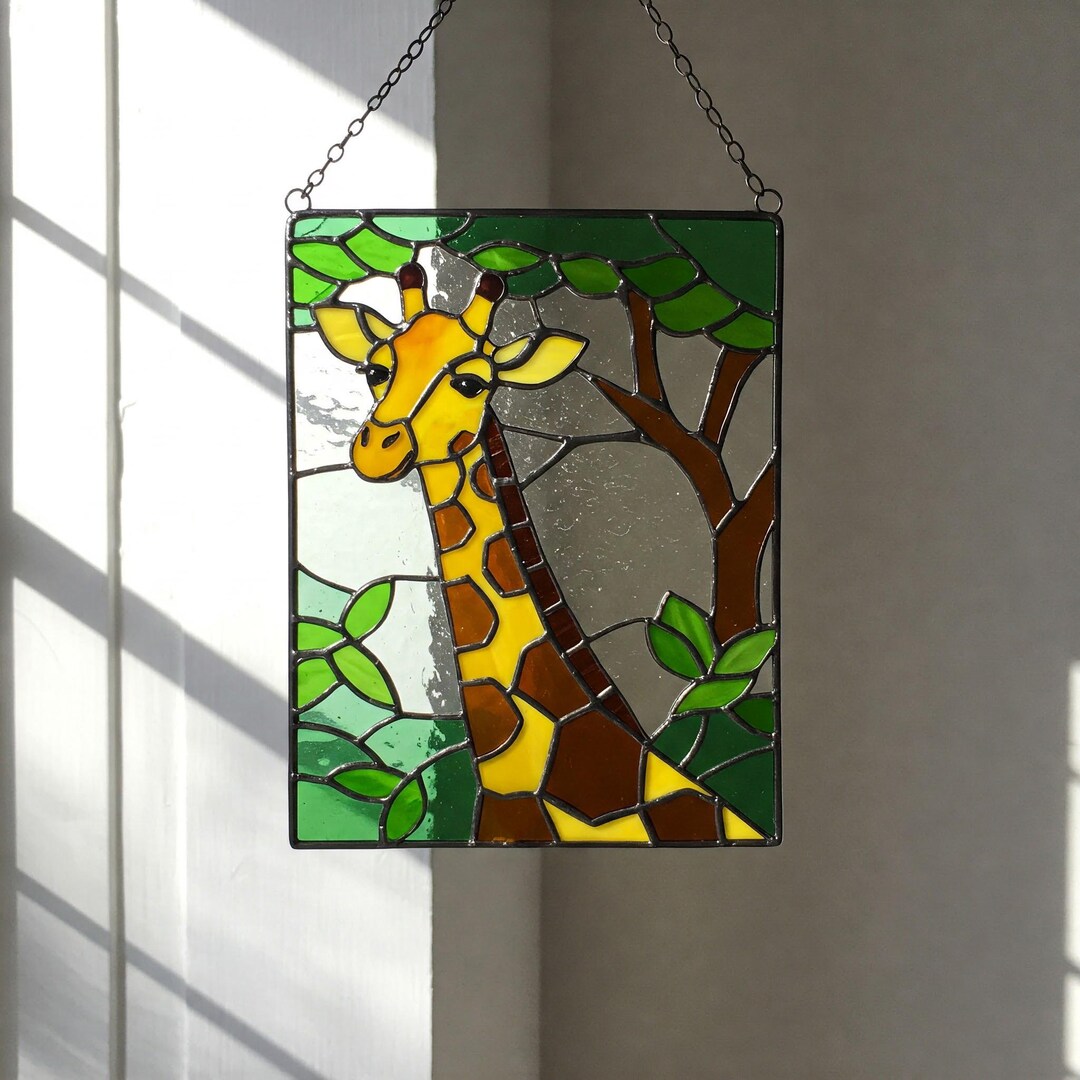 Stained Glass Giraffe PDF Pattern: Jungle Animal Suncatcher (6.5 ...