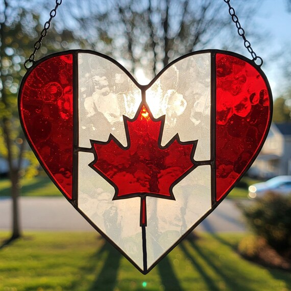 Stained Glass Canadian Flag Mosaic Canada Flag Hi Res Stock