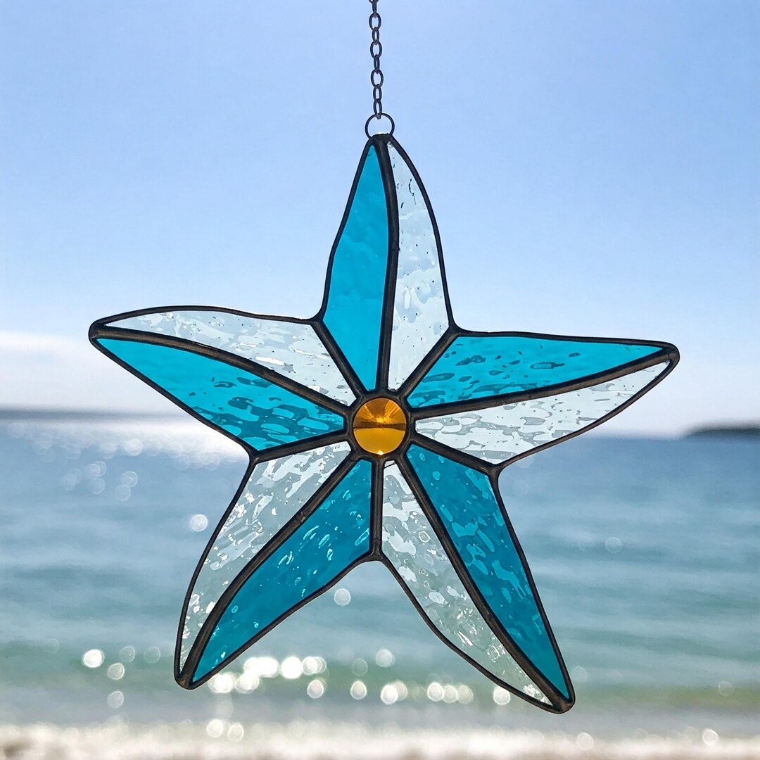 Starfish Stained Glass Pattern, Starfish Suncatcher Glass Pattern ...