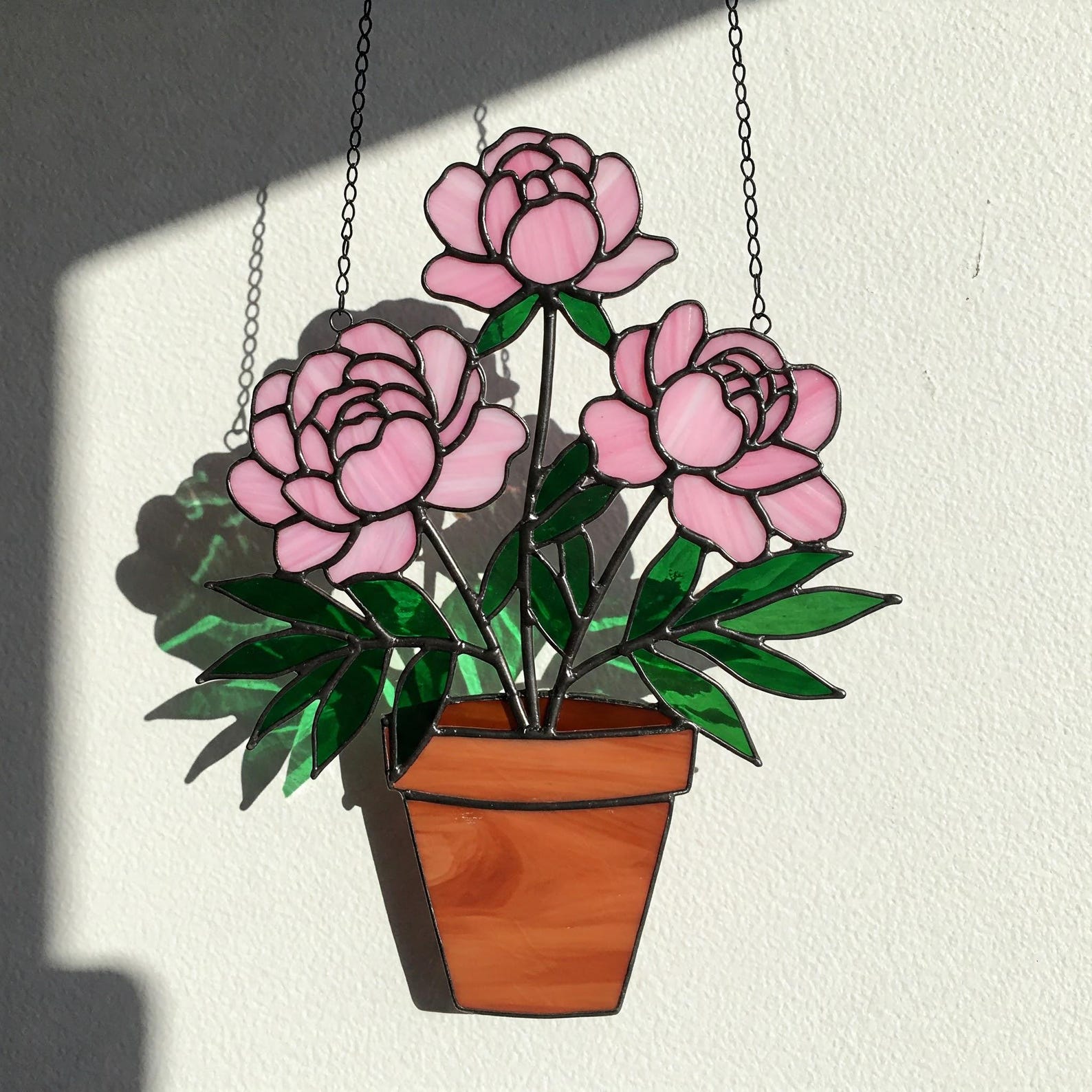 Peony Flower Stained Glass Pattern, Peony Flower Suncatcher Glass ...