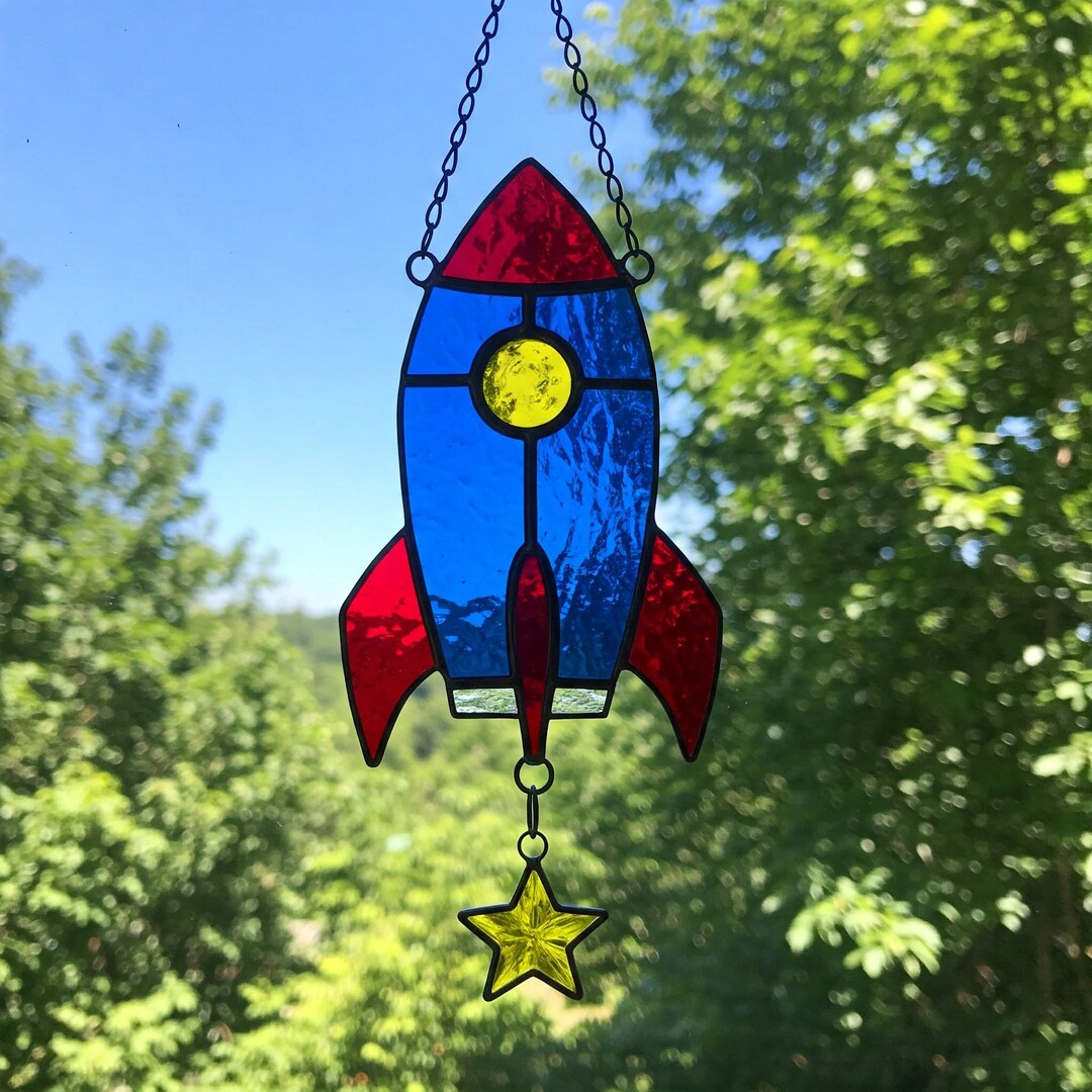 Rocket Ship Stained Glass Pattern: Star Trail Suncatcher (PDF ...
