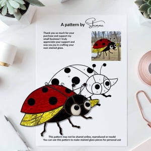 Ladybug Stained Glass Pattern, Cute Insect Window Decoration, Handmade ...