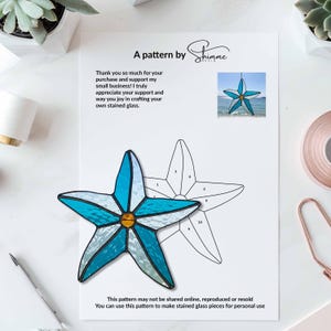 Starfish Stained Glass Pattern, Starfish Suncatcher Glass Pattern ...