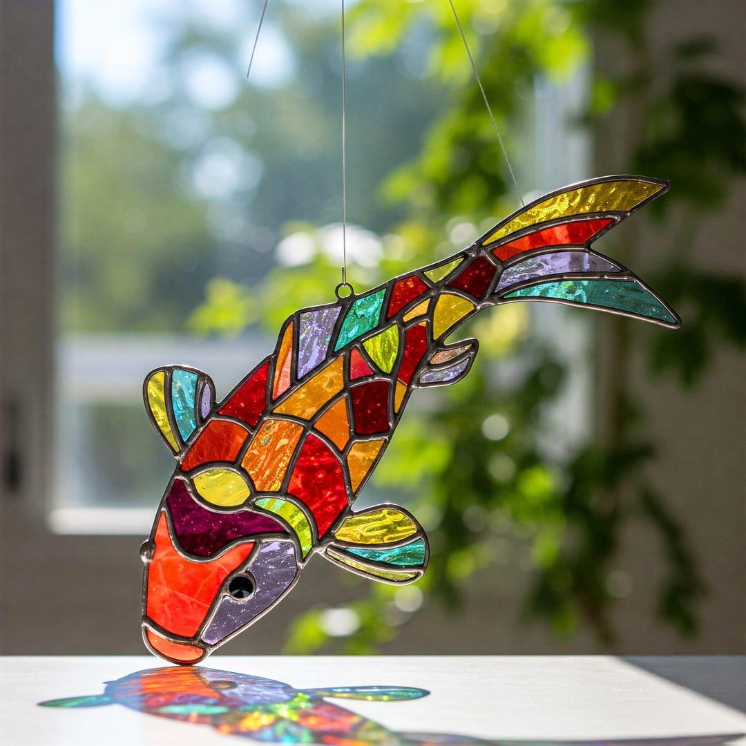 Digital Download Koi Fish Stained Glass Pattern, Simple Ocean Creatures ...