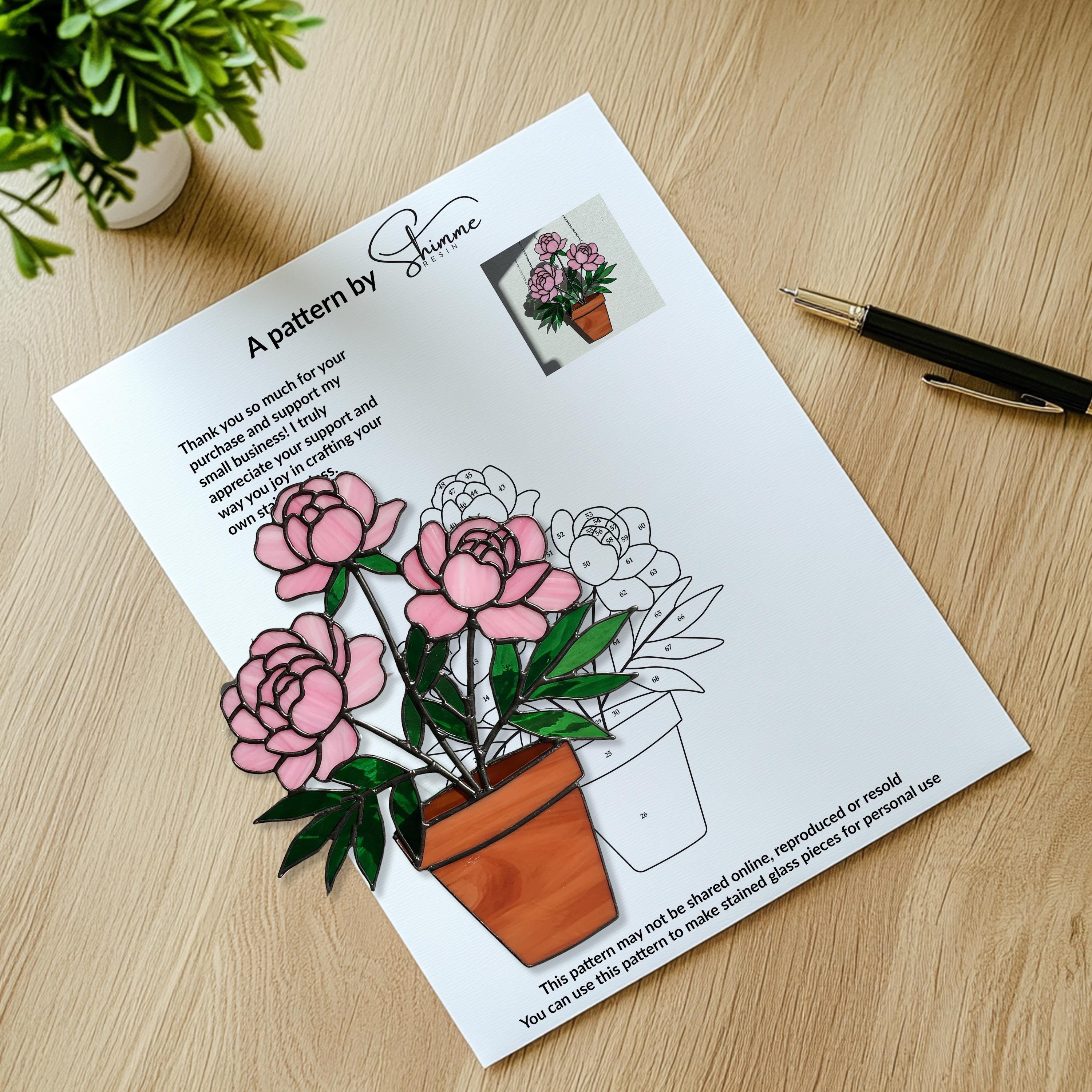 Peony Flower Stained Glass Pattern, Peony Flower Suncatcher Glass ...