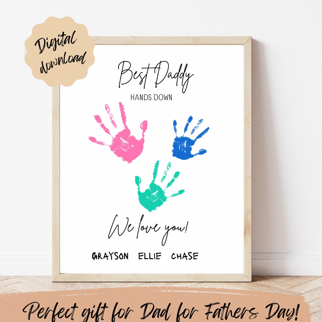 Fathers Day Handprint Art, DIY Fathers Day Gift for Dad, Gift From Kids ...