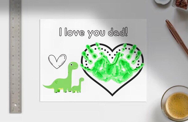 Fathers Day Dinosaur Handprint Art, DIY Gift for Dad, Gift From Kids ...