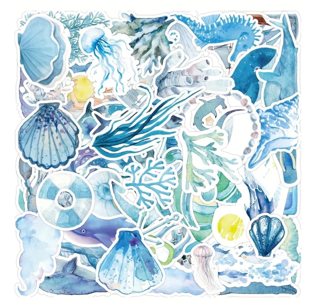 Ocean Animal Stickers Set of 50 Waterproof Vinyl Sea Life - Etsy