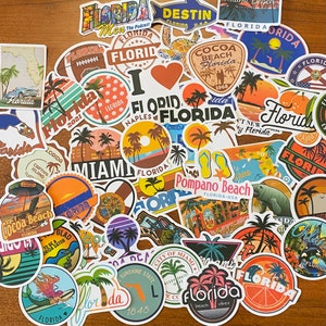Florida Sticker Set of 50, Florida Cities, Beach, Tropical Waterproof ...