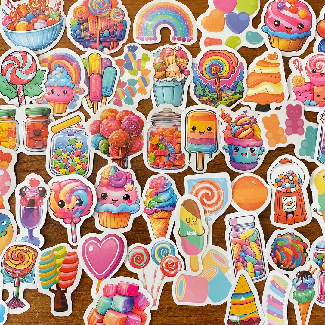 Colorful Candy Dessert Ice Cream Lollipop Stickers for Kids, Set of 25 ...