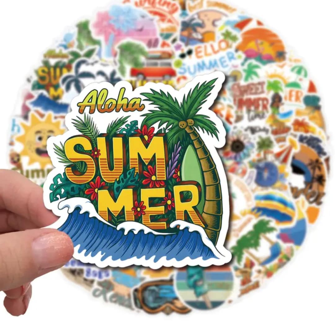 Beach Tropical Summer Stickers Beach Theme Set of 50 Vinyl - Etsy