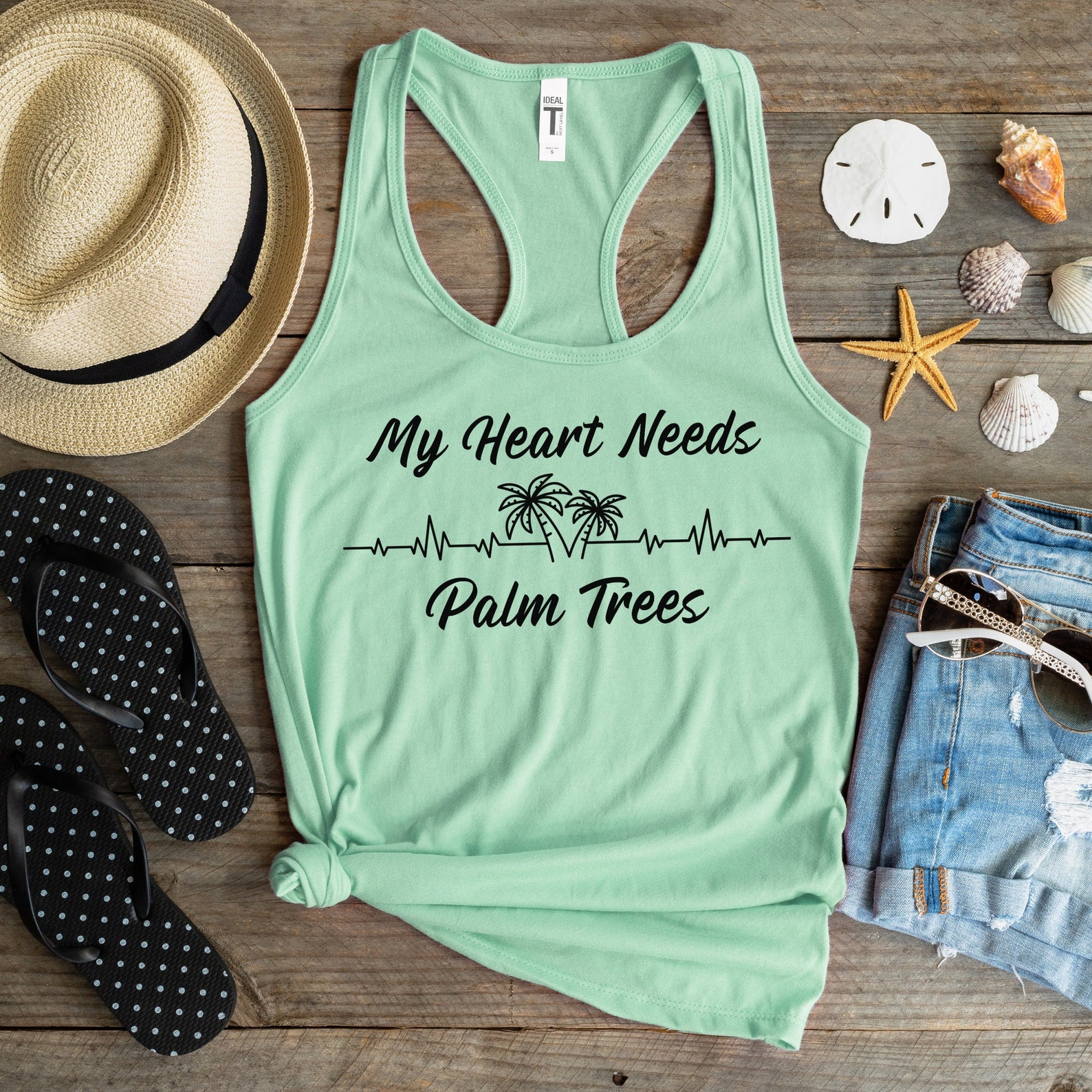 Palm Tree Beach Workout Tank Top for Women, Beach Tropical Palm Tree ...