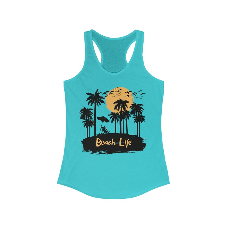 Beach Life Tropical Palm Tree Workout Tank Top for Women, Beach Life ...