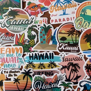 Hawaii Stickers, 50 Beach Theme Tropical Waterproof Vinyl Decals for ...