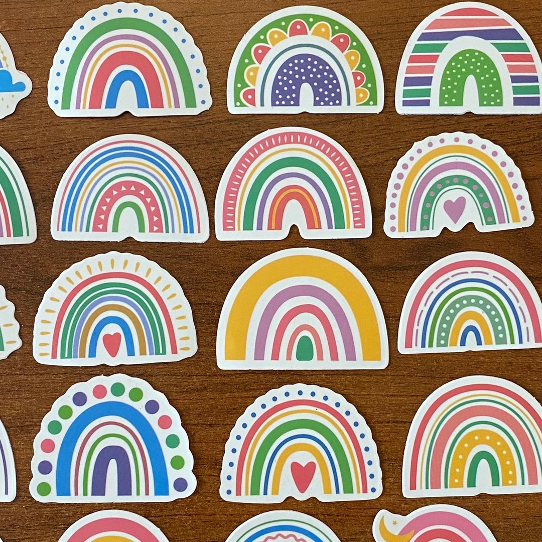 Colorful Rainbow Sticker Set of 25 or 50, Cartoon Rainbow Stickers for ...