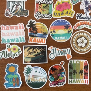 Hawaii Maui Aloha Honolulu Tropical Sticker Set of 100, Hawaiian Beach ...