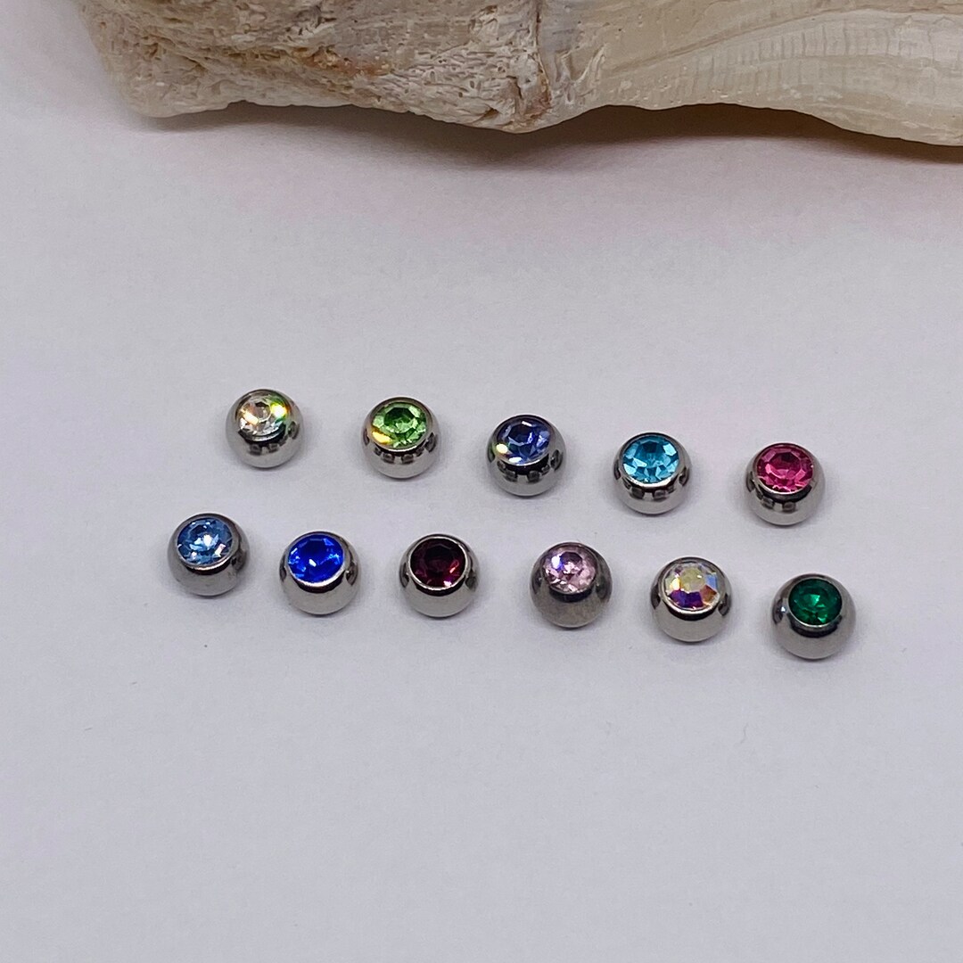 Set of 5 Crystal Top Balls for Belly Button Rings, Body Jewelry Parts ...