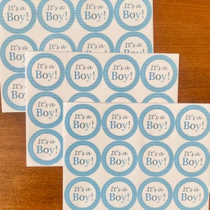 Its a Boy Round Stickers, Boy Baby Shower Sticker Decor, Boy Gender ...
