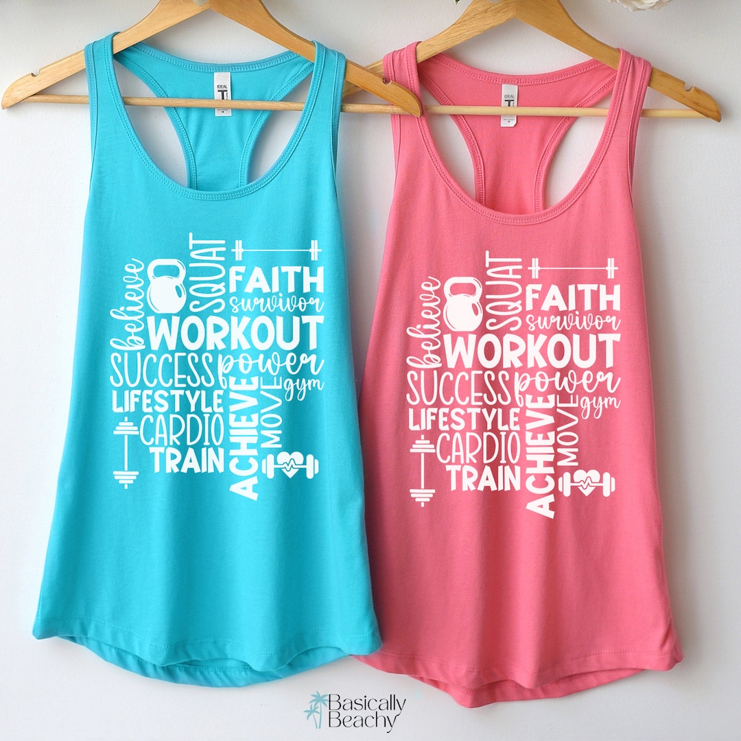 Motivational Inspiring Workout Words Racerback Tank Top for Women ...