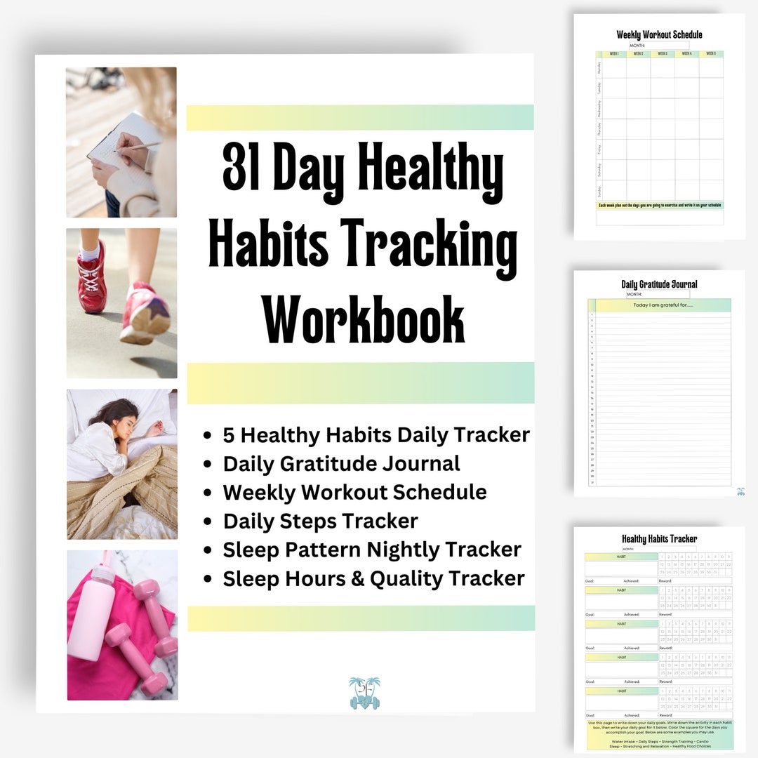 Healthy Habit Monthly Daily Tracking Workbook, Steps Tracker, Sleep ...