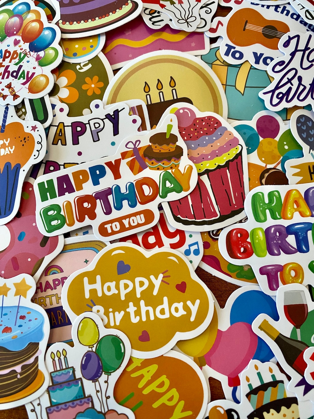 Happy Birthday Stickers Birthday Cake Party Decals, Set of 25 or 50 ...