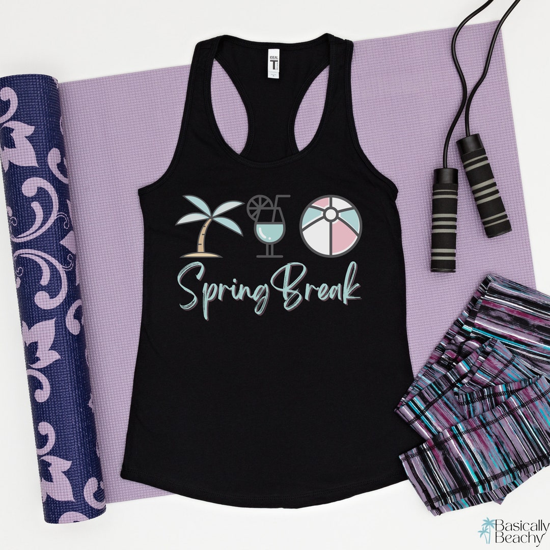 Spring Break Graphic Tropical Workout Tank Top for Women, Beachy ...