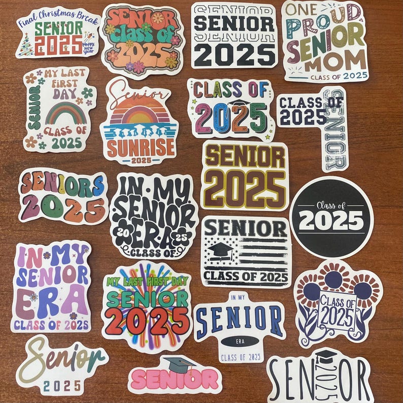 Senior Class 2025 Graduation Sticker Set of 55, Senior Cheer Football ...