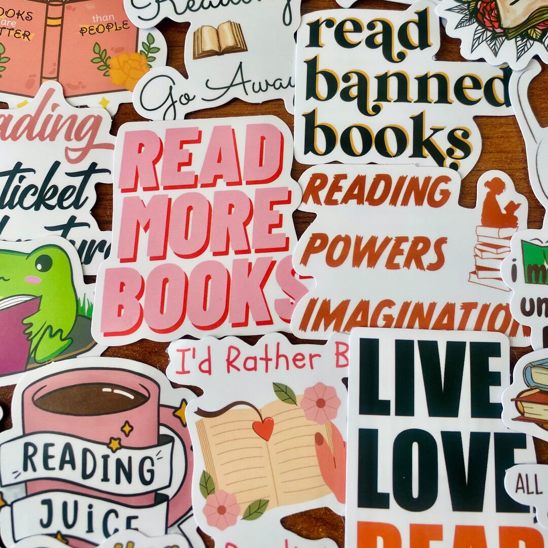 Reading Book Lover Stickers, Stickers for Book Club Readers Set of 25 ...