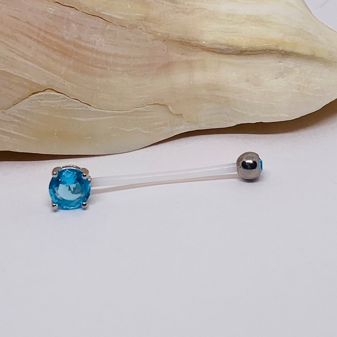 Anillo de ombligo de embarazo de cristal Aqua, anillo de ombligo de ...
