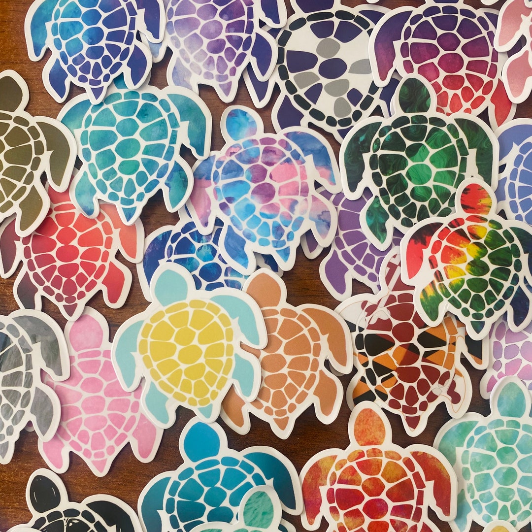 Sea Turtle Sticker Set of 100 Waterproof Turtle Decals for Water ...