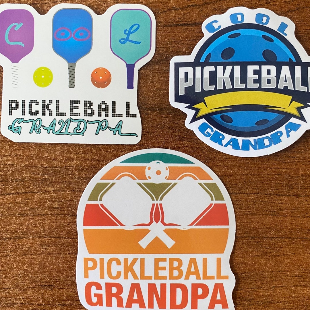Pickleball Grandpa Sticker Set of 3, Waterproof Vinyl Pickleball Decals ...