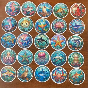Sea Animal Ocean Dolphin Fish Sea Horse Shark Starfish Stained Glass ...