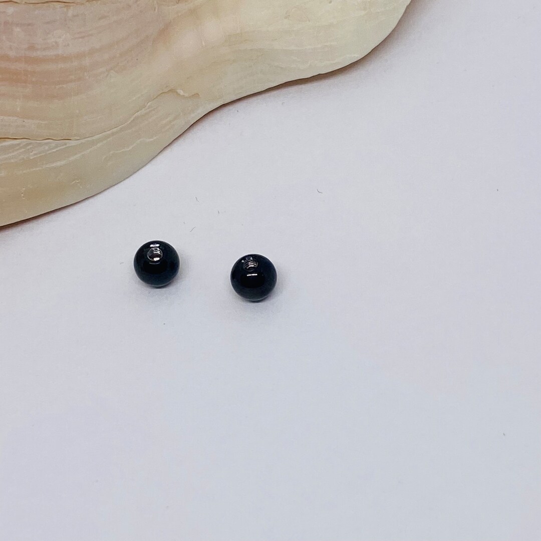 Black Belly Button Ring Replacement Balls 5mm 14g Navel Ring Top Ball ...