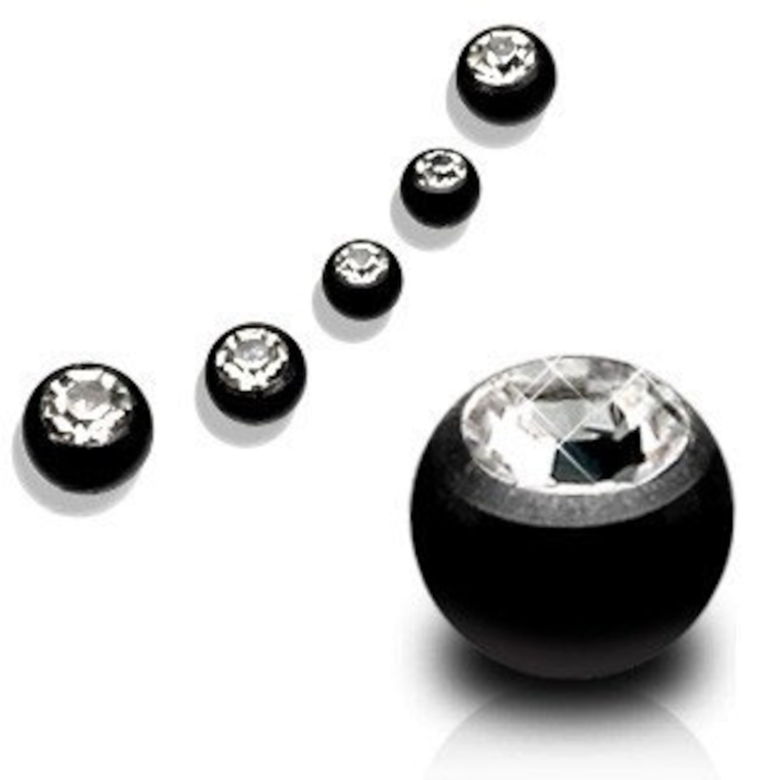Belly Button Ring Replacement Ball Black and Crystal 5mm 14 Gauge ...