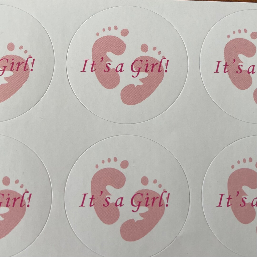 Its a Girl Round Stickers, Baby Shower Sticker Pack, Girl Gender Reveal ...
