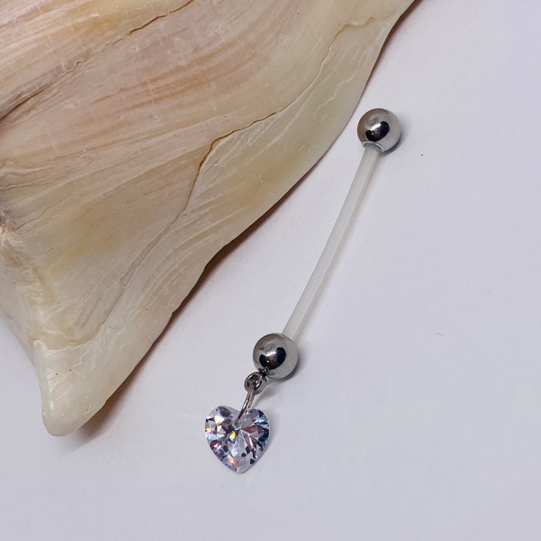 Pregnancy Belly Button Ring, Clear Crystal Heart Dangle Maternity Belly ...