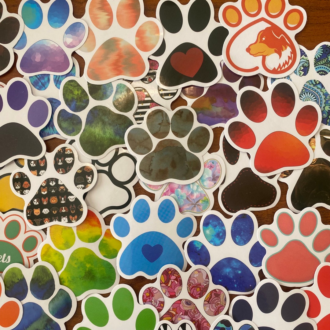 Paw Print Stickers, Dog Cat Paw Print Decals, Set of 30 Animal Paw ...