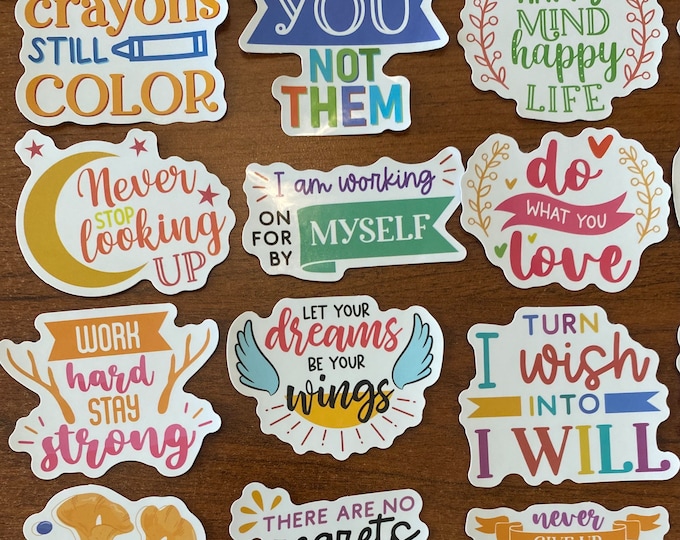 Inspirational Happy Motivation Encouragement Quote Stickers Set of 100 ...