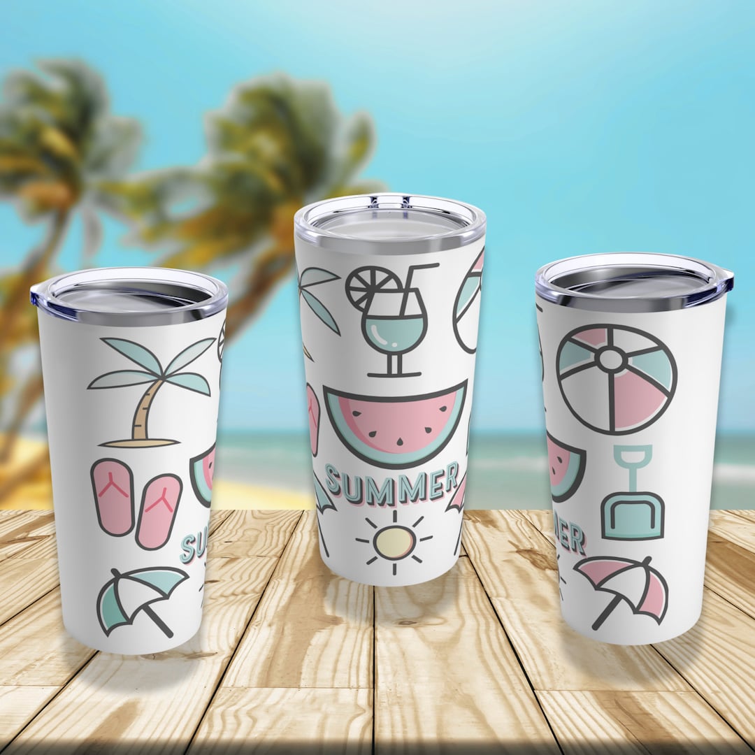 Summer Favorites Stainless Steel Tumbler 20oz, Beach Tropical Vacation ...