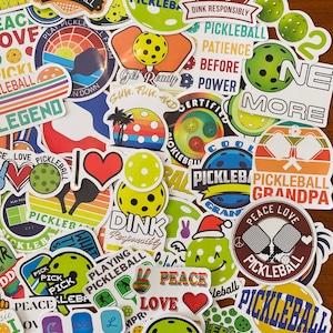 Pickleball Sticker Set 25 or 50, Waterproof Durable Vinyl Pickleball ...