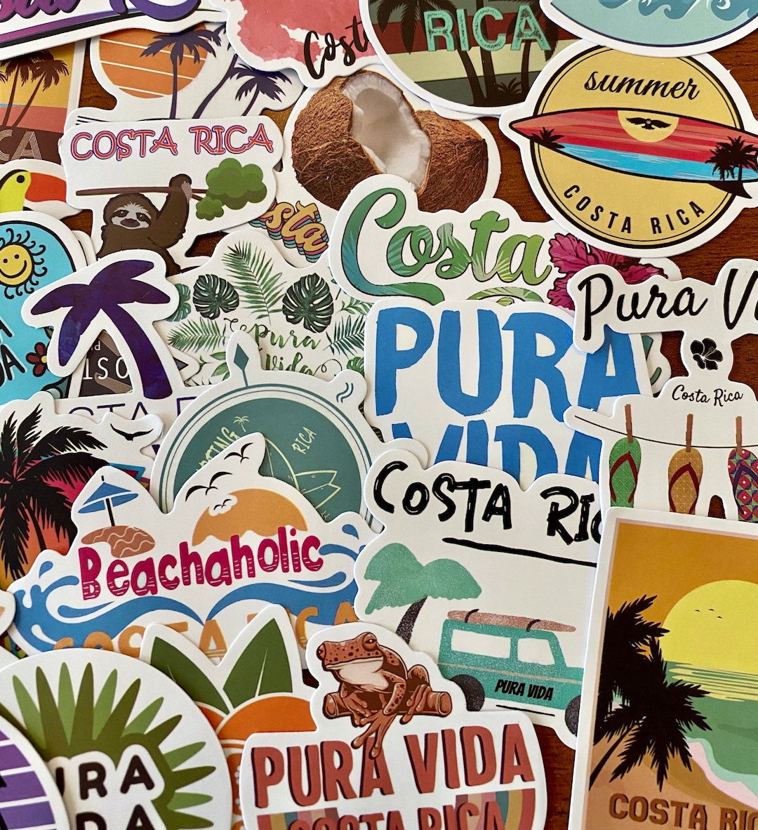 Pura Vida Costa Rica Tropical Sticker Set of 25 or 50, Waterproof Vinyl ...