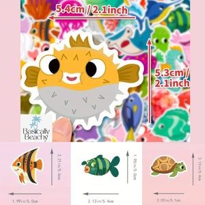 Sea Creatures Ocean Animal Fish Cartoon Stickers for Kids, Set of 25 or ...