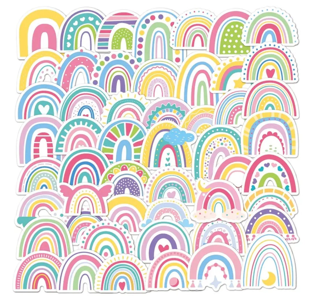 Colorful Rainbow Sticker Set of 25 or 50, Cartoon Rainbow Stickers for ...