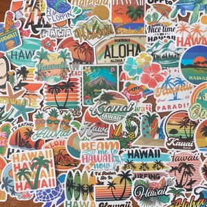 Hawaii Stickers, 50 Beach Theme Tropical Waterproof Vinyl Decals for ...