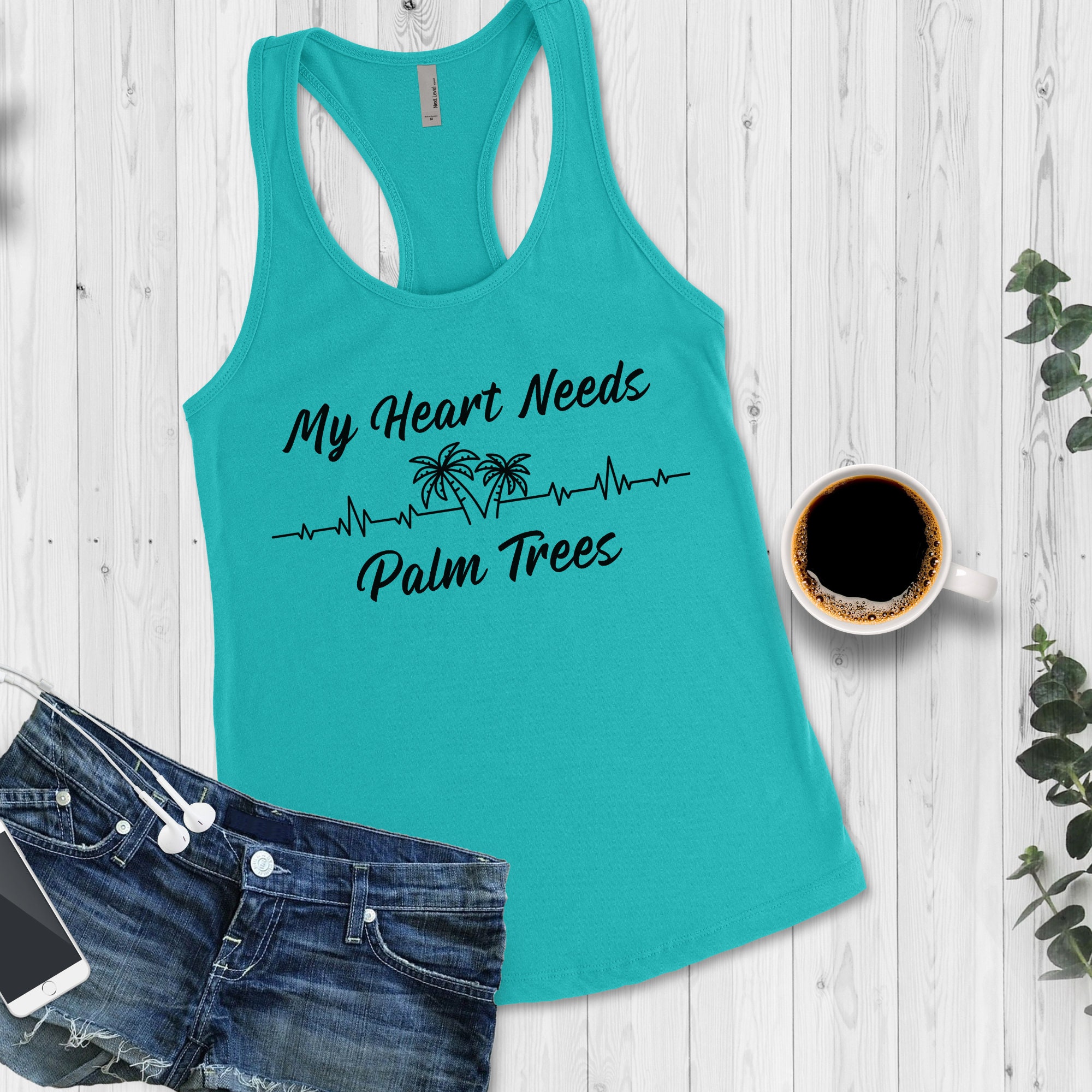 Palm Tree Beach Workout Tank Top for Women, Beach Tropical Palm Tree ...
