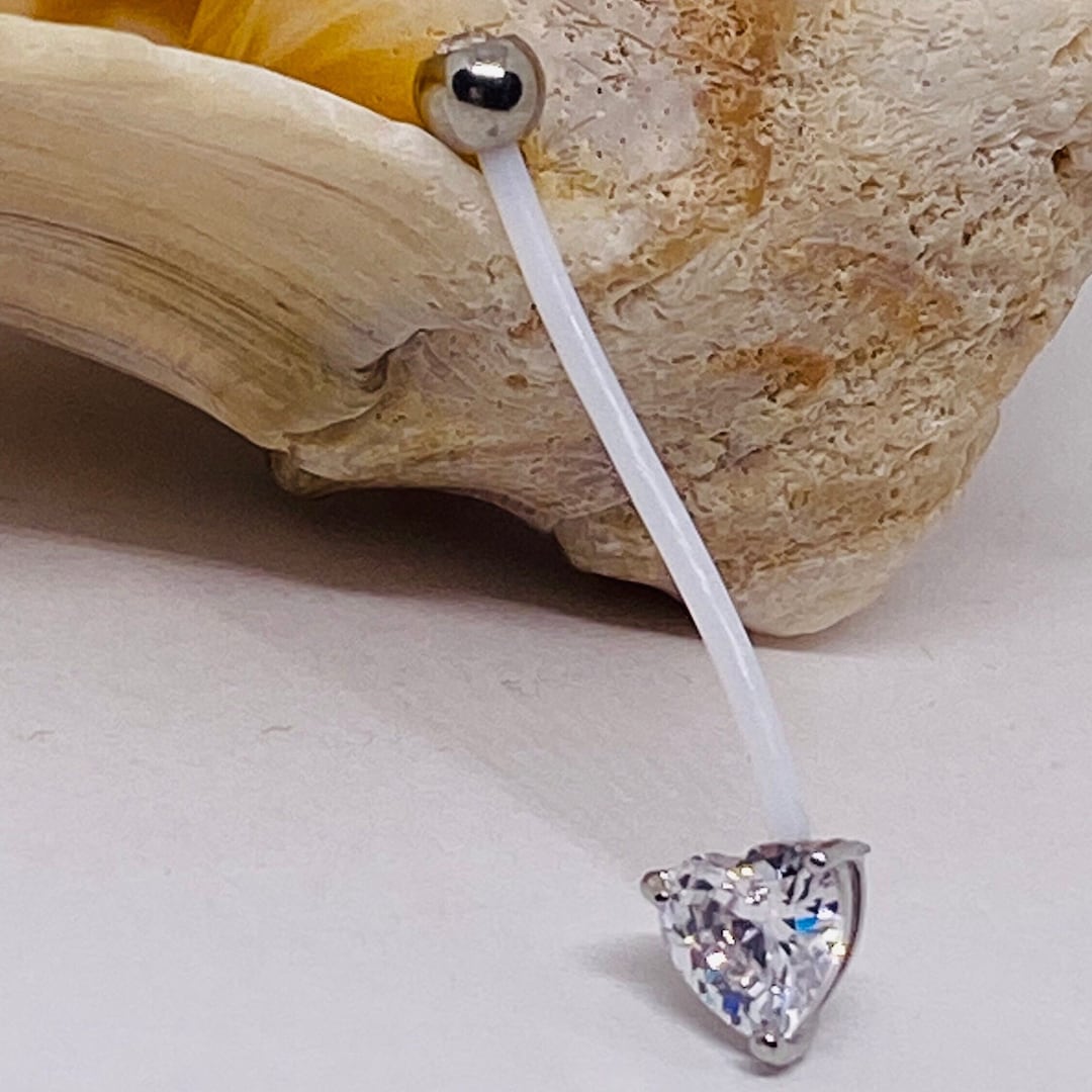 Pregnancy Belly Button Ring,clear Crystal Double Jeweled Heart ...