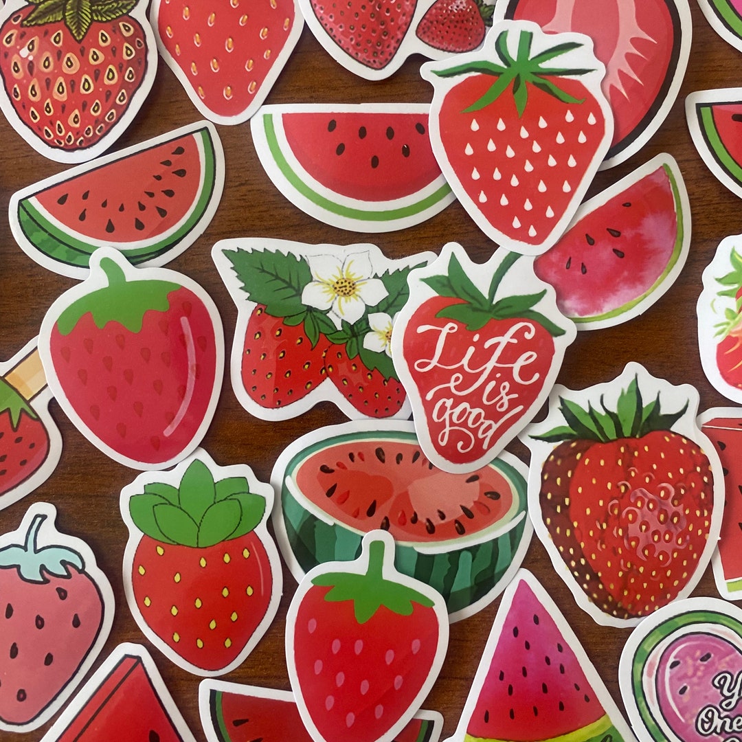 Watermelon Strawberry Stickers Red Fruit Summer Sticker Decals Set ...