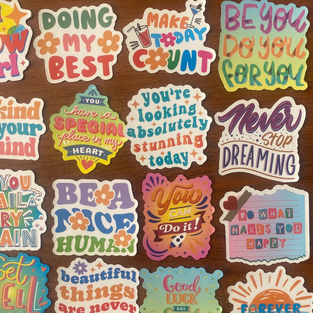 Colorful Motivational Positive Funny Inspiring Quote Stickers Set of 25 ...