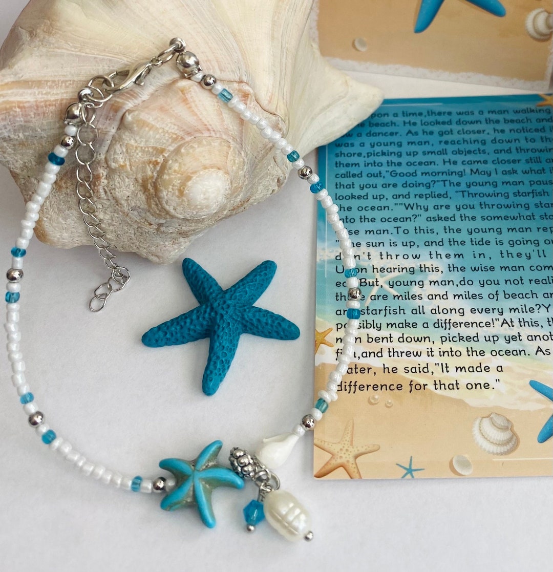 Beach Anklet Starfish Ankle Bracelet Seashell Large Bracelet - Etsy