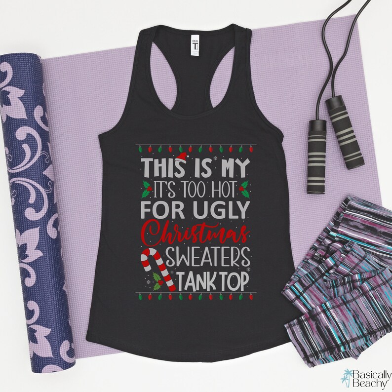 Funny Ugly Christmas Sweater Workout Tank Top for Women, Christmas ...